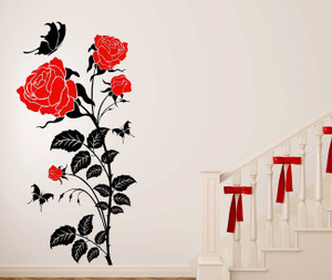 TRIDENT 100 cm Branch With Red Roses Removable Sticker Price in India ...