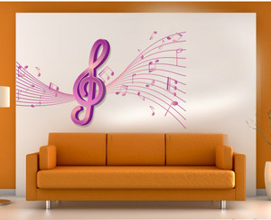 GLOBAL GRAPHICS 63 cm 3D colorful music sign and nots flying wall ...
