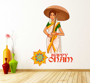 Wollfill 57 cm Happy Onam Decorative Wallsticker Self Adhesive Sticker ...