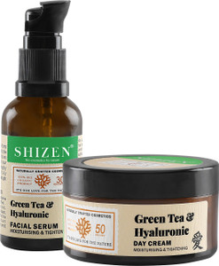 SHIZEN Green Tea & Hyaluronic Combo : Facial Serum (30ml ) + Day Cream ...