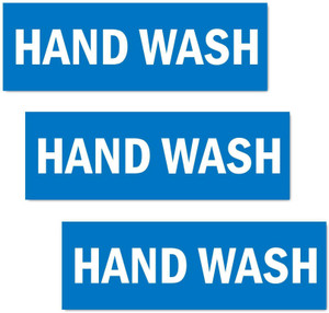 Mindcraftz Hand Wash Sign Board sticker Blue color Pack of 3 | 12 x 4 ...