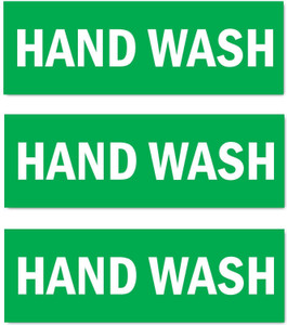 Mindcraftz Hand Wash Sign Board sticker Green color Pack of 3 | 12 x 4 ...