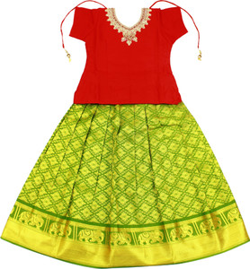 Rathi Silks Indi Girls Lehenga Choli Ethnic Wear Self Design Lehenga ...