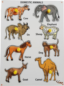 TOY JUNCTION DOMESTIC ANIMALS WOODEN PUZZLE TRAY WITH KNOBS, EDUCATIONA ...