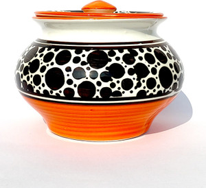 ARDVAN INDIA Hand-painted & Handcrafted Ceramic Handi (Black, Orange ...