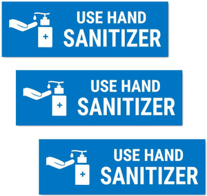 Mindcraftz Hand Sanitizer Sticker Use Sign Board Blue color Pack of 3 ...