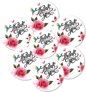 DivineDesigns 5 cm Red Roses Birds Thank You Gifts Stickers | Matte ...
