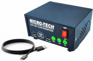 Microtech 200 Watt Mini Car Inverter with Two AC Outputs and Two USB ...