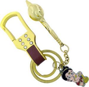 Rashi Traders Hanuman With Golden Locking And Golden Gada key chain Key ...