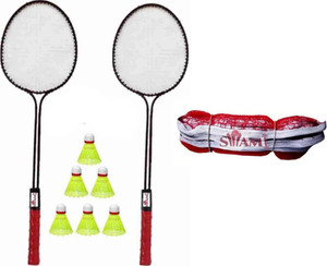Swa Mi Double Shaft Badminton Rackets Pack Of 1 Pair, 6 Piece Plastic ...