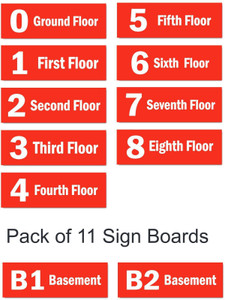 Mindcraftz Stairs | Lifts Floors Sign Boards Red Color for Eight Floor ...