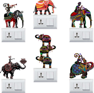 Design Zoo 13 cm Elephants Switchboard Sticker Self Adhesive Sticker ...
