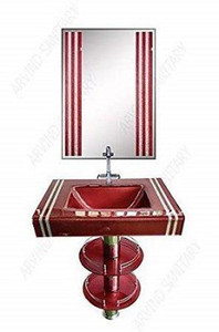 ARANAUT Maroon Color Glass Wash Basin Set Wall Hung Basin Price in ...