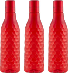 POLYSET Hex Screw-lid 1000ml, PET Bottles, Red, Pack of 3 1000 ml ...