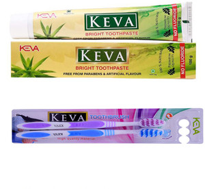 KEVA Herbal Bright Toothpaste With Set of 2 Toothbrush for Daily care ...
