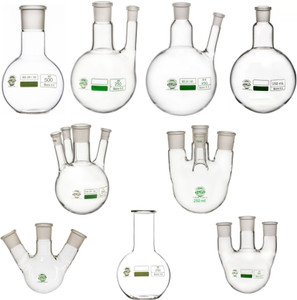 RAJAS Combo Pack of Single And Multi-Neck Boiling Flask, 500mL, Flat ...