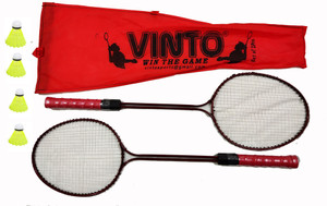vinto COMBO FOR ALL 2 PIECES DOUBLE ROD BADMINTON RACKETS, 4 PLASTIC ...