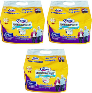 LIFREE ADULT PANT STYLE DIAPERS, SIZE MEDIUM, 10 PCs. PACK, SET OF 3 ...