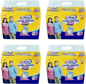 LIFREE Adult Diaper pant style XL Size , combo of 4 packs, 10 pcs per ...