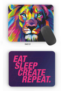 SMULY COMBO PACK OF COLOURFULL LION & EAT SLEEP CREATE REPEAT Mousepad ...