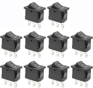 SYMFONIA 10Pcs SPDT On/Off/On Mini Black 3 Pin Position Snap Rocker ...