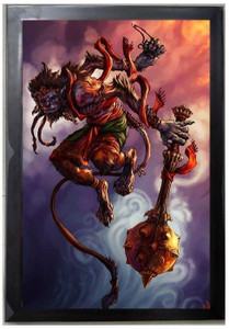 Fan Art Hanuman Anger Look Synthetic Wood Framed Poster Acrylic Glass ...