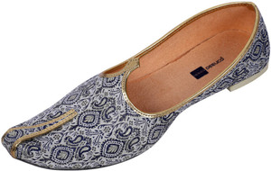 DEEUCO Men's Ethnic Blue Velvet Wedding and Sherwani Jutti, Mojari (10 ...
