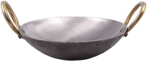 KITCHEN SHOPEE Iron deep Kadai Frying Pan Kadhai for cooking Heavy Base ...