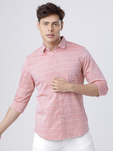 HIGHLANDER Men Striped Casual Pink Shirt - Buy HIGHLANDER Men Striped ...