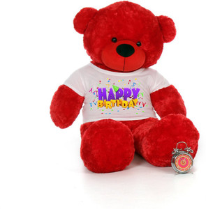Hug 'n' Feel SOFT TOYS ® Big Teddy Bear Wearing "Happy Birthday" T ...