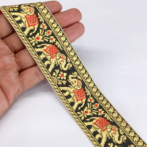 Lami Black Elephant Design Saree Lace,Elephant Design Banarasi Saree ...