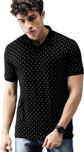 Leotude Printed Men Polo Neck Black T-Shirt - Buy Leotude Printed Men ...