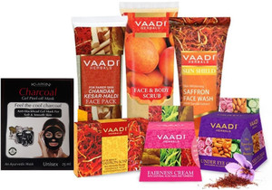 VAADI HERBALS Chandan Kesar Haldi Face Pack, Face and Body Scrub ...