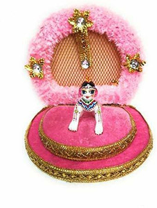 idoslplace Fine Brass Hand Painted Radha Rani Idol with Singhasan Bed ...