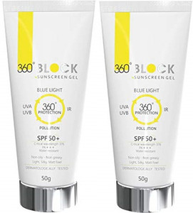 360 Block Sunscreen - SPF 50+ PA+ Gel SPF 50+ Protection Against Blue ...