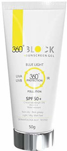 360 Block Sunscreen - SPF 50 PA+ Gel SPF 50+ Protection Against Blue ...