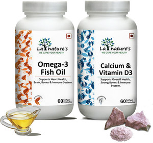 La Natures Omega3 Fish Oil + Calcium & Vitamin D3 Capsules| Supports ...