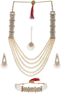 ZAVERI PEARLS Stone Gold-plated Gold Jewellery Set Price in India - Buy ...