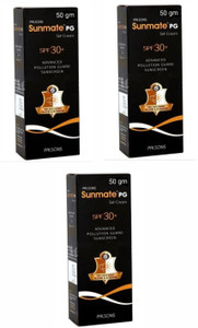 Palsons Sunscreen - SPF 30+ PA+++ Sunmate Pg Gel Cream- pack of 3 (50gm ...