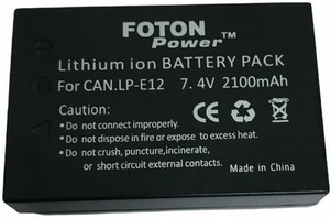 FOTON POWER 2100 mAh LP-E12Rechargeable Lithuim ion battery for canon ...