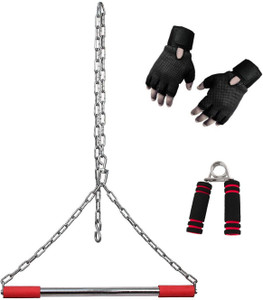 Shubhras Chin up bar Rod & Hand Gripper with gloves for Height ...