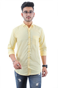 ALMORA Men Solid Casual Yellow Shirt - Buy ALMORA Men Solid Casual ...
