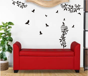 Suman Wall Sticker 177.8 cm TREE WITH CAGE AND BIRD WALL STICKER Self ...