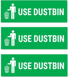 Mindcraftz Use Dustbin Sign Board Green color Pack of 3 Emergency Sign ...