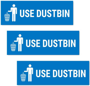 Mindcraftz Use Dustbin Sign Board Blue color Pack of 3 Emergency Sign ...