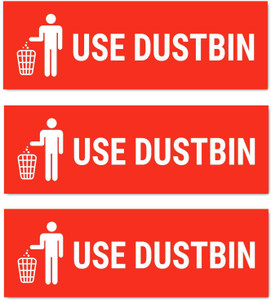 Mindcraftz Use Dustbin Sign Board Red color Pack of 3 | 12 x 4 inches ...