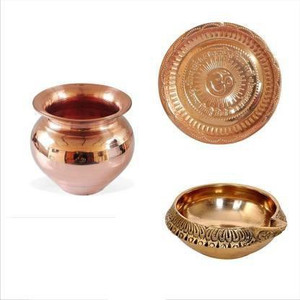 Flipkart.com | SBBCO Combo of Copper Puja Thali , Lota Kalash, Kuber ...