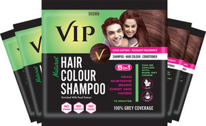 VIP Hair Colour Shampoo, 20ml, Pack of 5 , Brown - Price in India, Buy ...