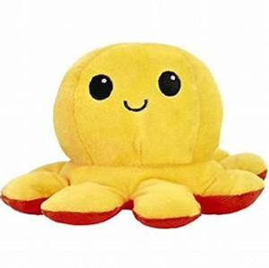 KIDZEE Orange and Yellow Reversible Octopus Mini Plush - Stuffed Animal ...
