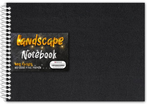 Drapvision Premium Spiral Landscape Notebook, Black PU Cover A4 ...